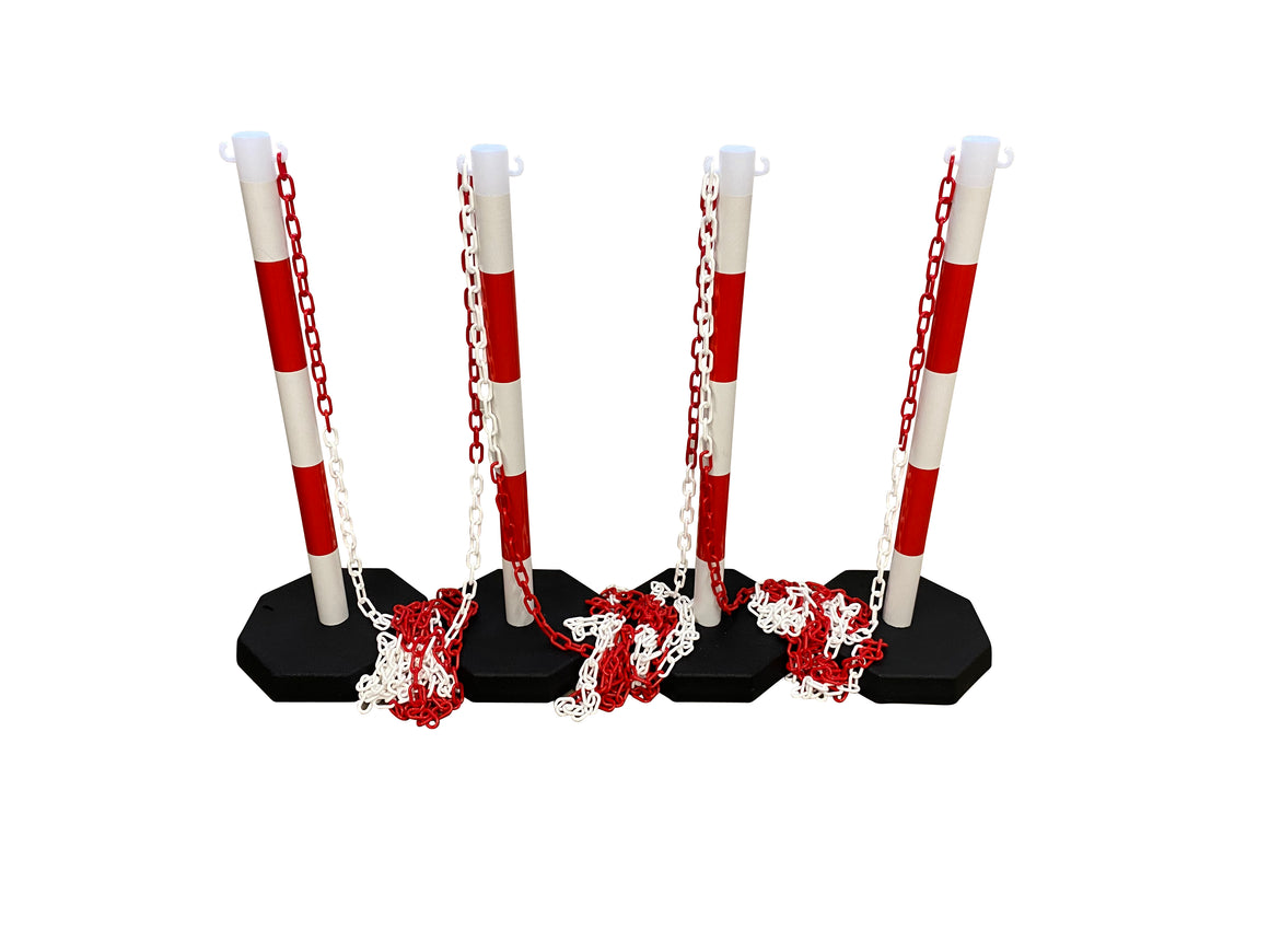 Post & Chain Barrier Kit -Robust-, 4 plastic stanchions incl. 25m chai ...